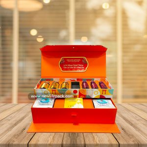 Tet Gift Box Two-Tier Rigid | Japanese Motif | Fujiwa