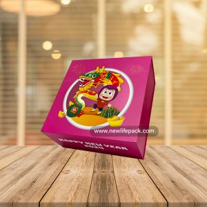 Tet Gift Box Magnetic Flap Lid | Spot UV | Dragon & Momo Mascot
